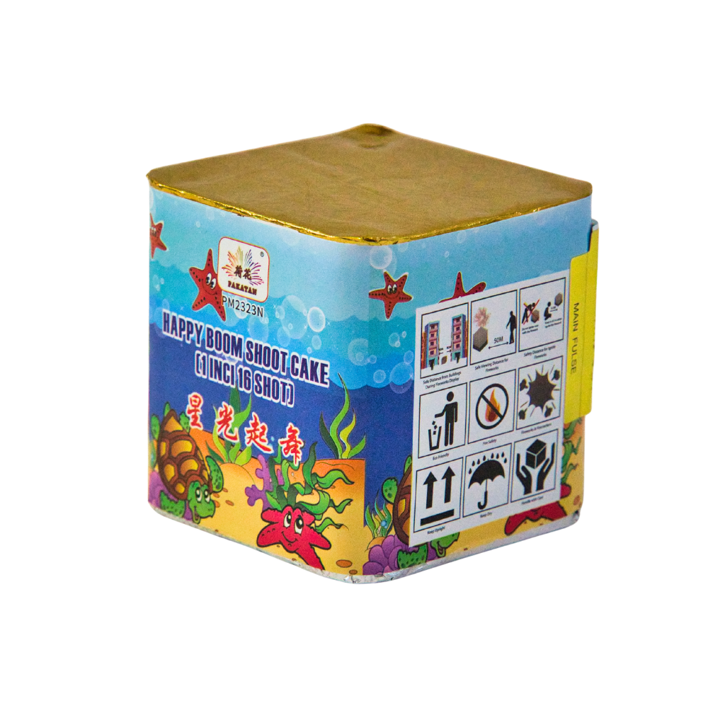 PM2323N Happy Boom Shoot Cake 1.2"(D) 4"(H), 16 Shot 星光起舞 - Pakatan MJN