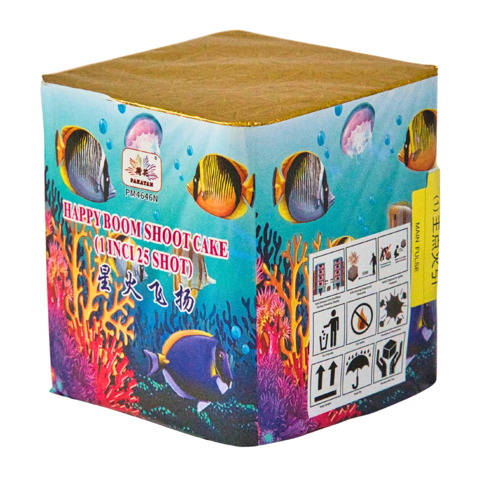 PM4646N Happy Boom Shoot Cake 1.2"(D) 4"(H), 25 Shot 星火飞扬 - Pakatan MJN